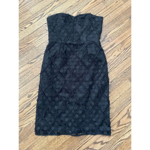 Milly | Dresses | Milly Strapless Polka Dot Frayed Mesh Lace Sweetheart ...